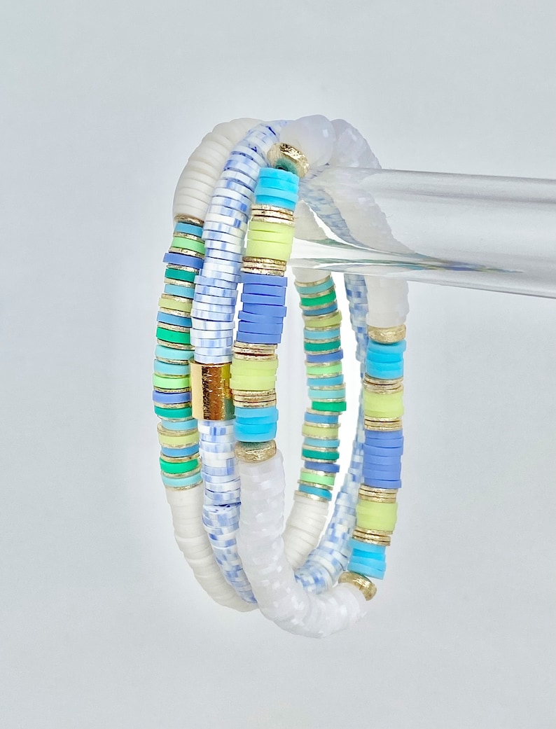 The Island Bracelet Stack, Stretchy Stackable Bracelets With Heishi ...