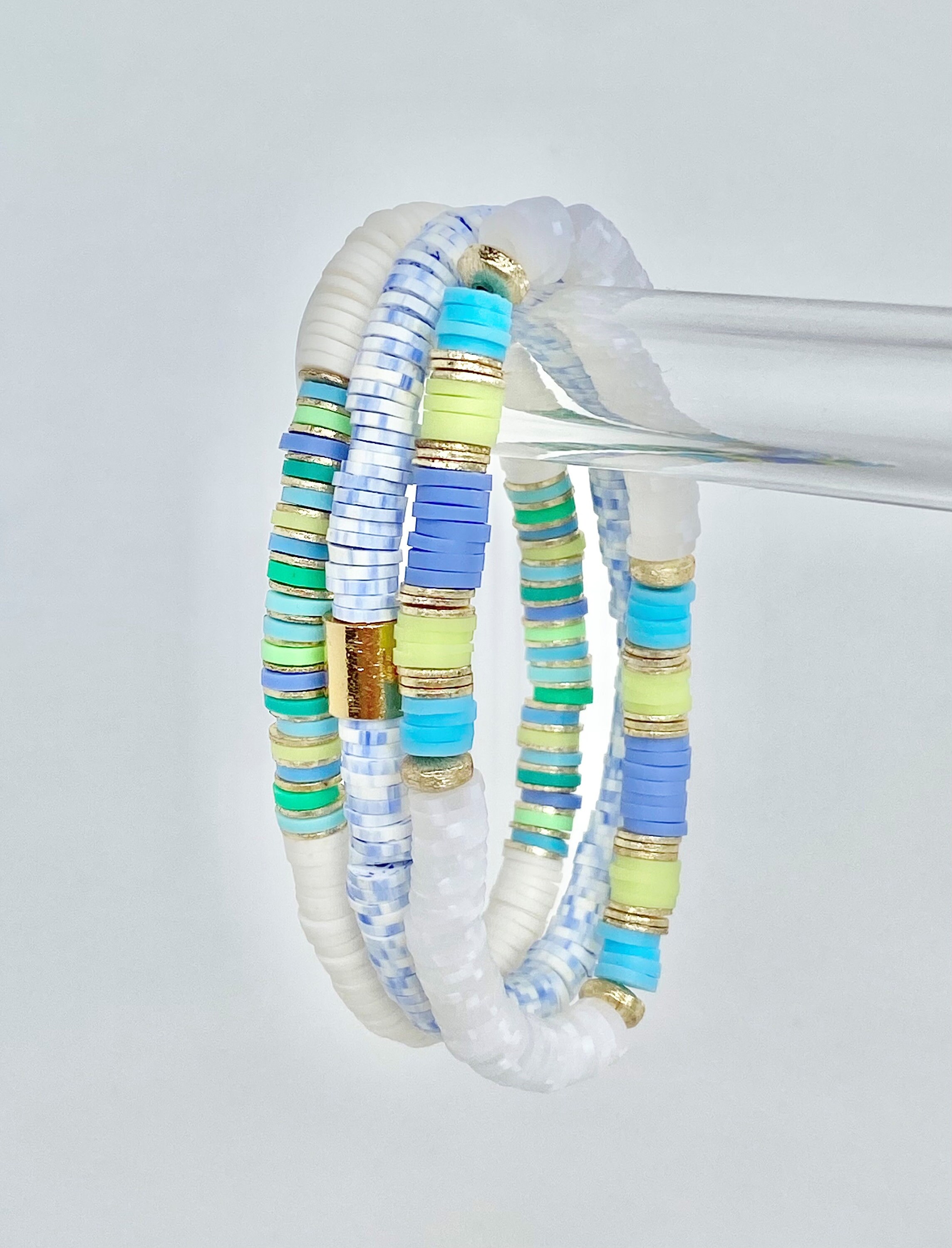 The Island Bracelet Stack, Stretchy Stackable Bracelets With Heishi ...