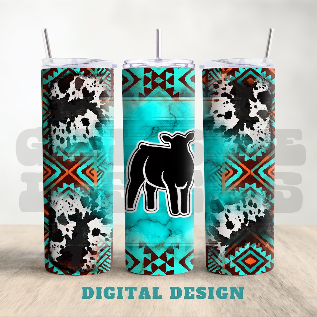 Show Life Steer, Teal and Aztec Steer Design, Show Steer, Steer Digital ...