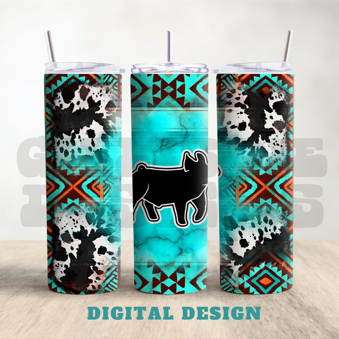 Show Life Pig, Teal and Aztec Pig Design, Show Pig, Pig, Digital Design ...