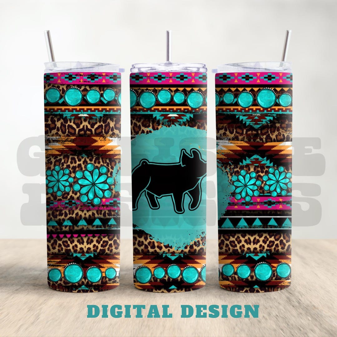 Show Life Pig, Teal and Aztec Pig Design, Show Pig, Pig, Digital Design ...