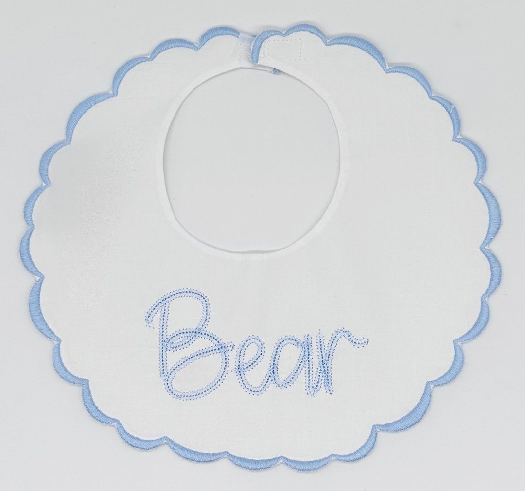 Classic Monogrammed Baby Bib Scalloped Edge Keepsake Baby Gift ...