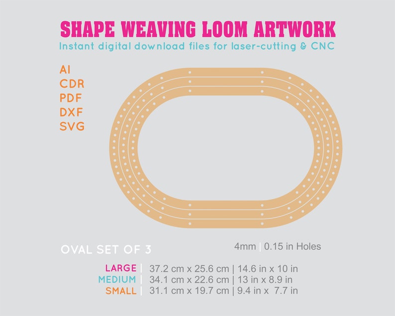 Oval Shape Weaving Loom Artwork Instant Download Files for Laser ...