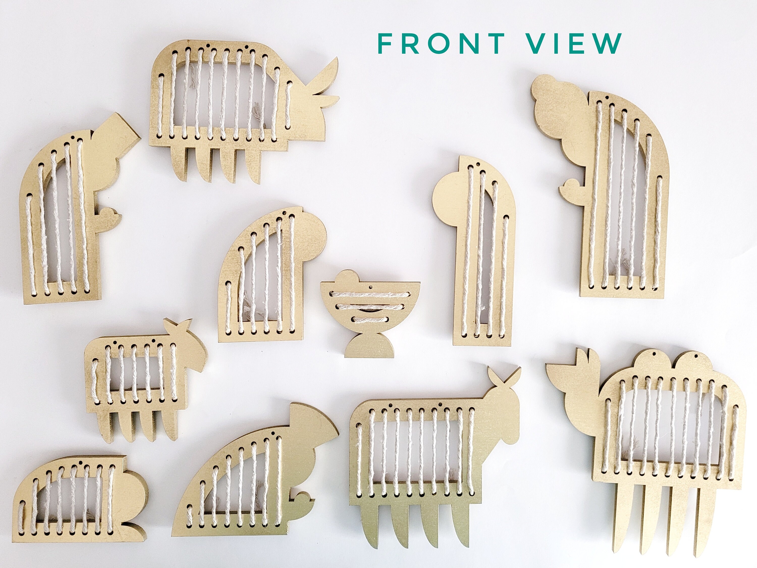 Scandi Style Nativity Set Shape Weaving Loom Christmas Ornament Artwork ...