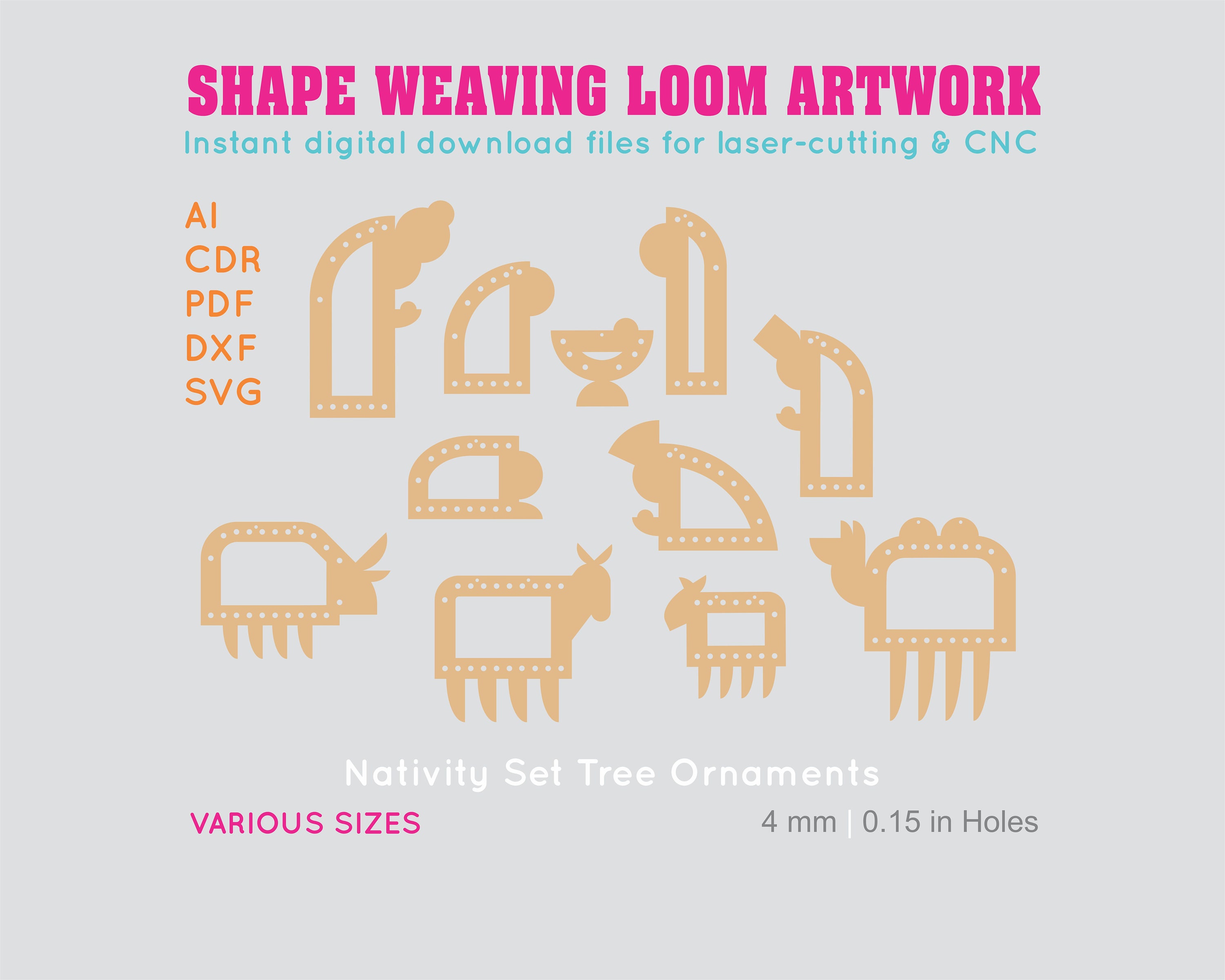 Scandi Style Nativity Set Shape Weaving Loom Christmas Ornament Artwork ...