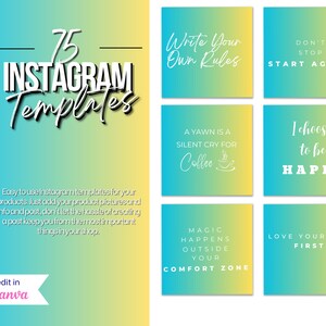 Teal & Yellow Post Templates, Instagram Story Templates, Editable Canva ...