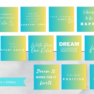 Teal & Yellow Post Templates, Instagram Story Templates, Editable Canva ...