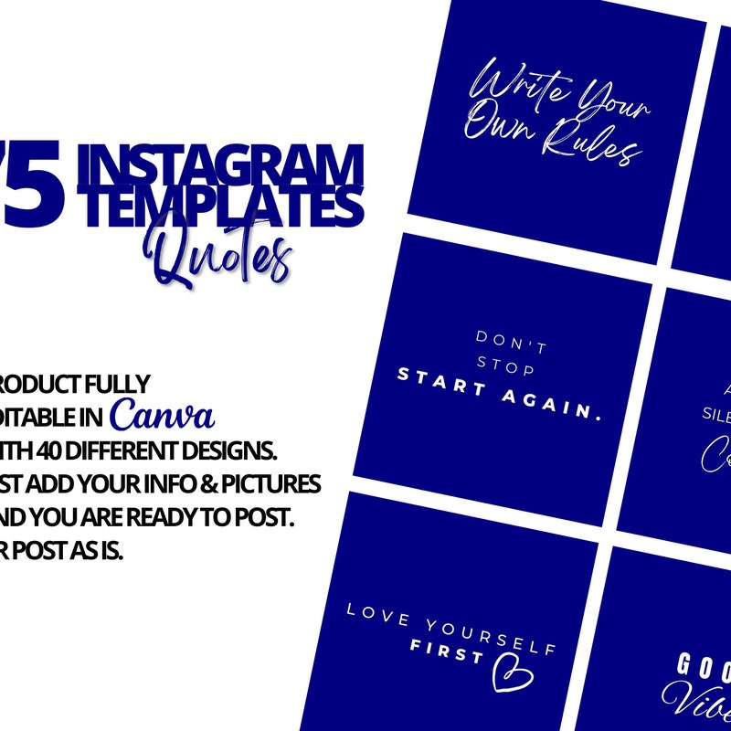 Blue Instagram Template - Etsy
