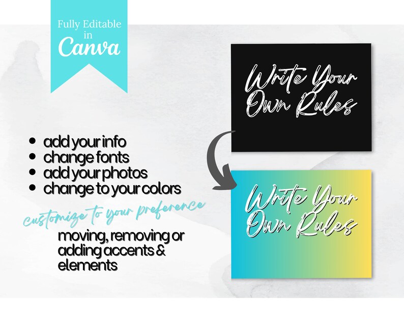 Teal & Yellow Post Templates, Instagram Story Templates, Editable Canva ...