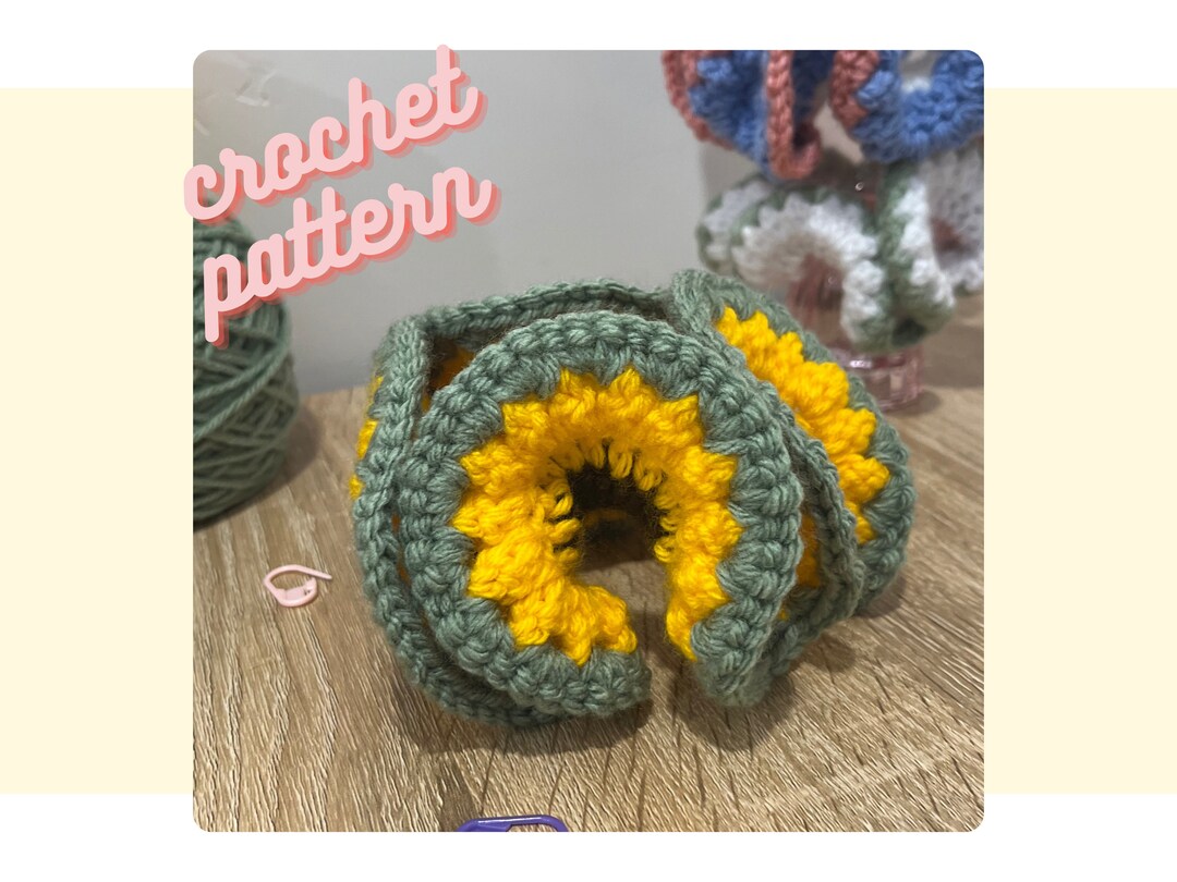 Easy Crochet Sunflower Scrunchie Pattern, Pdf Crochet Patterns, Crochet ...