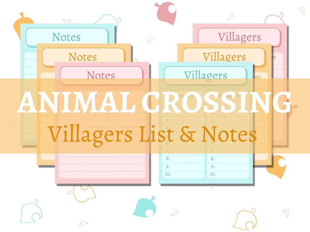 Animal Crossing Villager List and Notes Templates 6 Game Play Templates ...