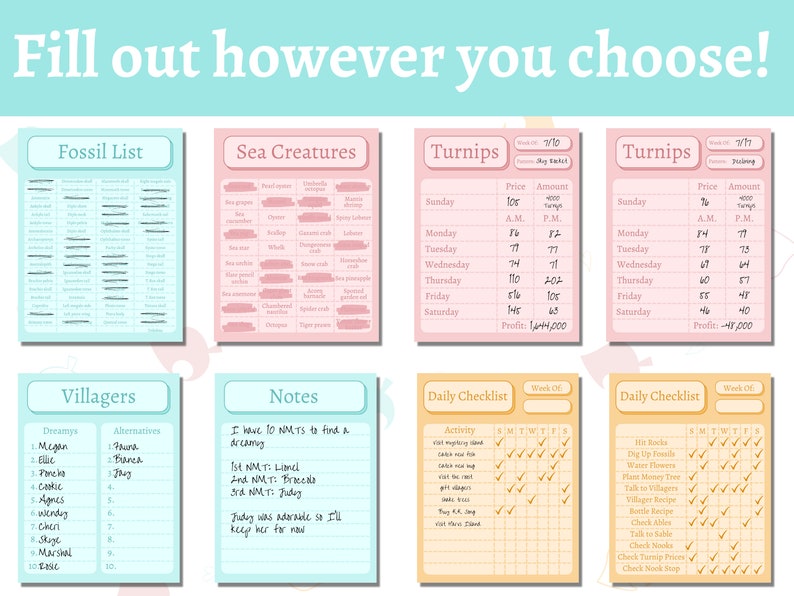 Animal Crossing New Horizons Planner Bundle, Checklists & Tracker ...