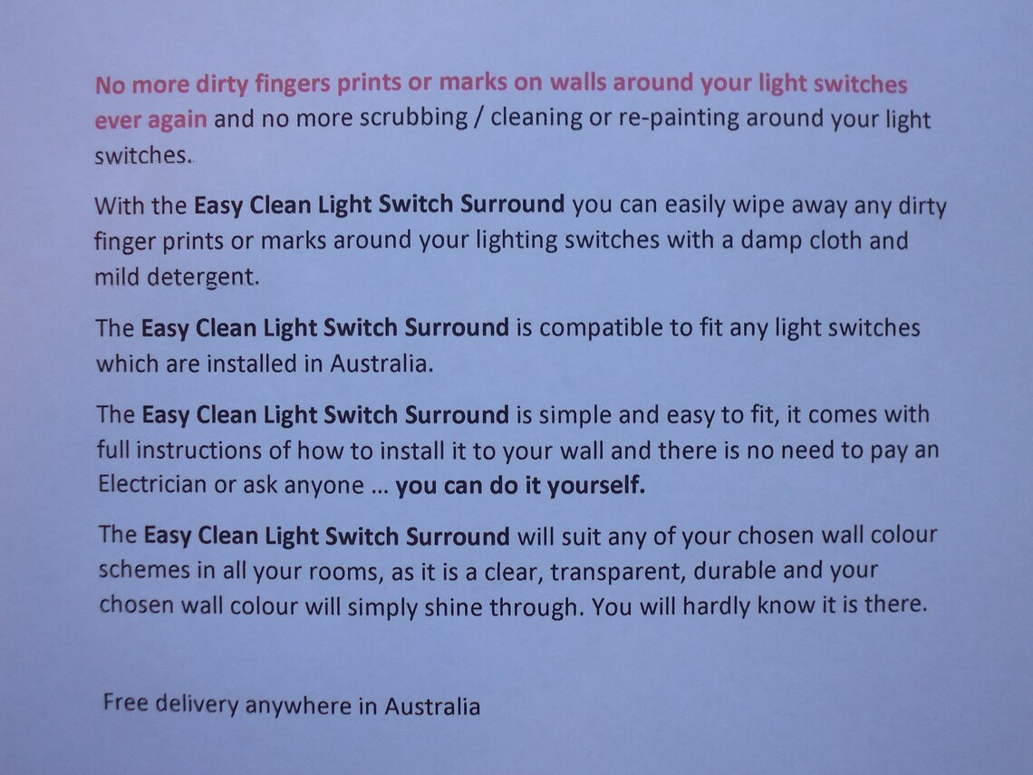 Easy Clean Light Switch Surround Australia 500 Items in - Etsy