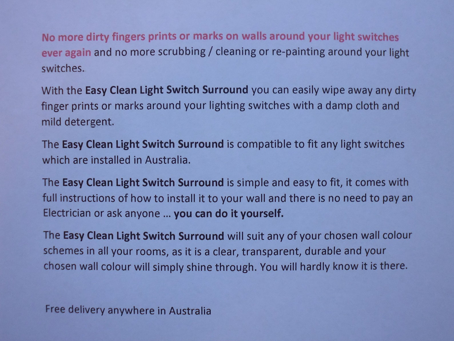 Easy Clean Light Switch Surround Australia 500 Items in - Etsy