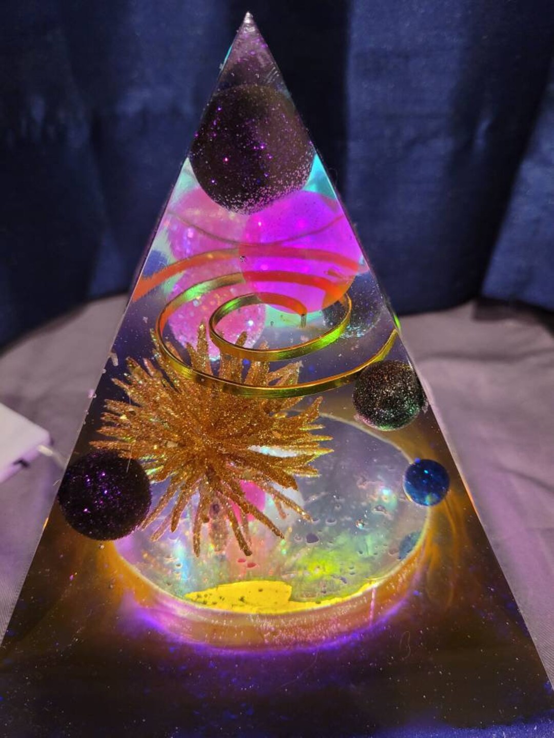 Extra Large Galaxy Glowing Resin LED Pyramid Lamp - Etsy