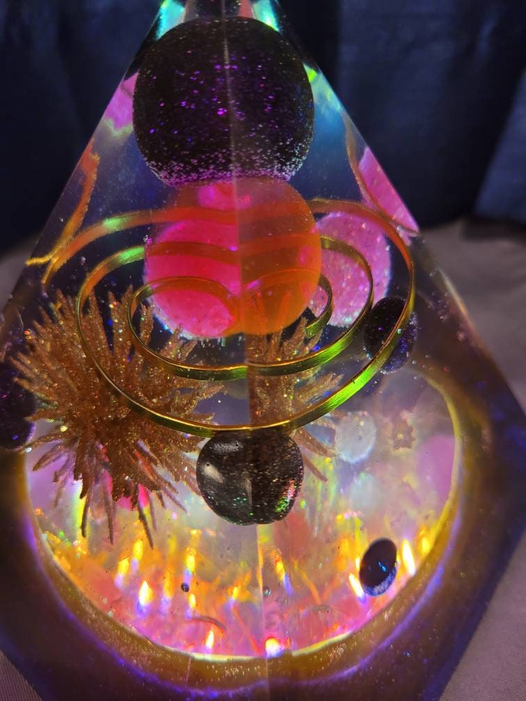 Extra Large Galaxy Glowing Resin LED Pyramid Lamp - Etsy