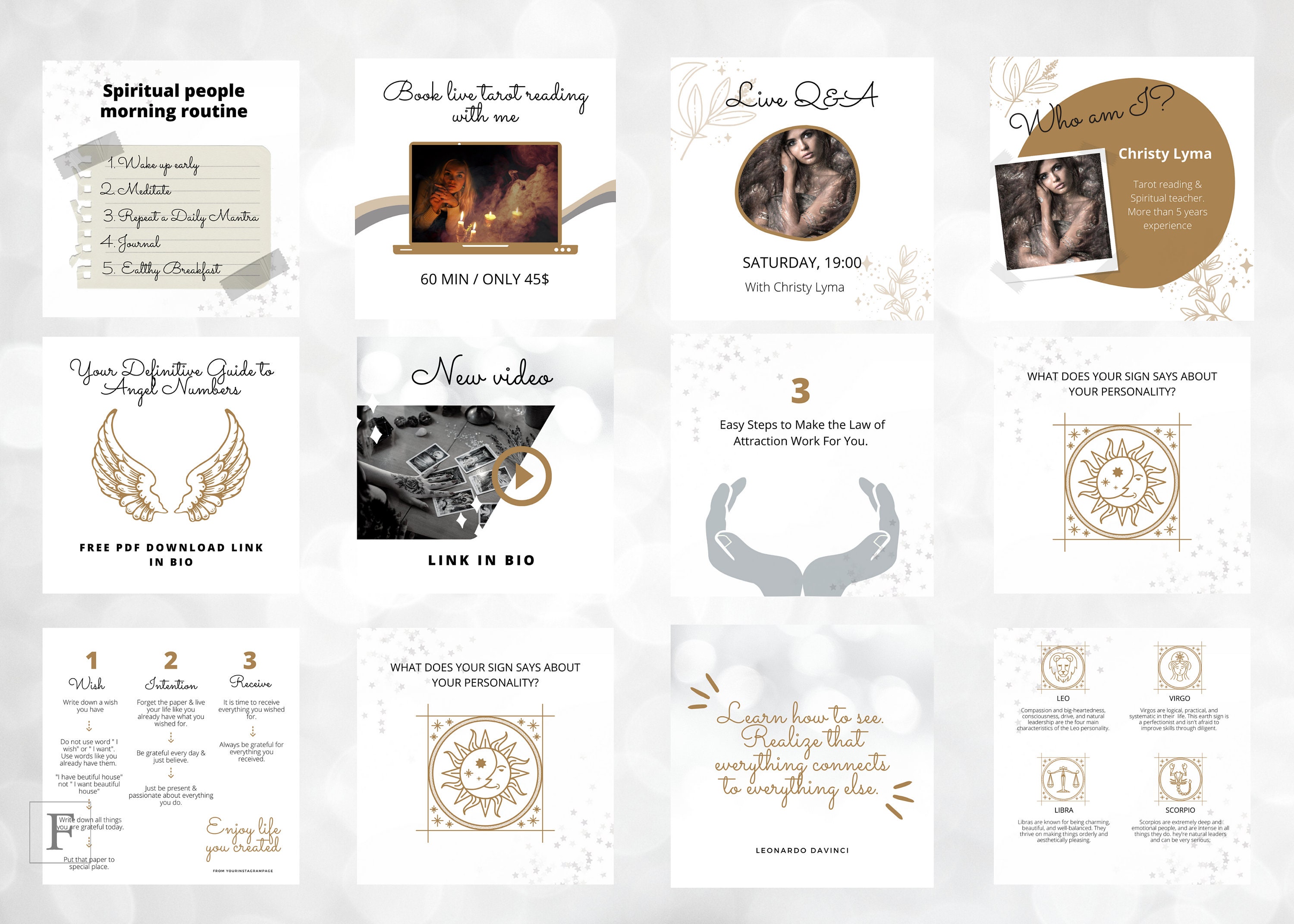 20 White Light Minimalistic Spiritual Instagram Post - Etsy