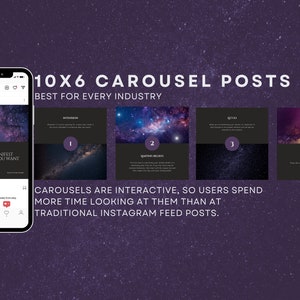 60 Instagram Spiritual Carousel Canva Posts Template Bundle. Galaxy ...