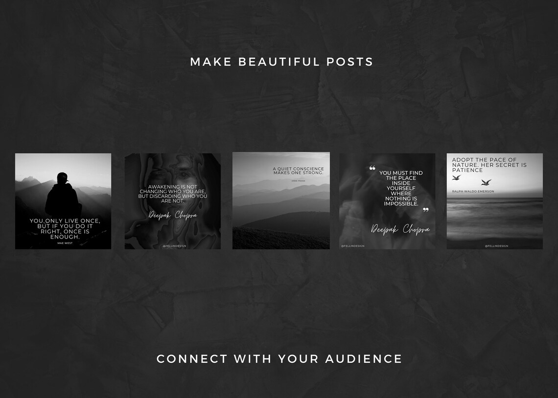20+ Dark Black Spiritual Instagram Quote Post Templates Bundle for ...