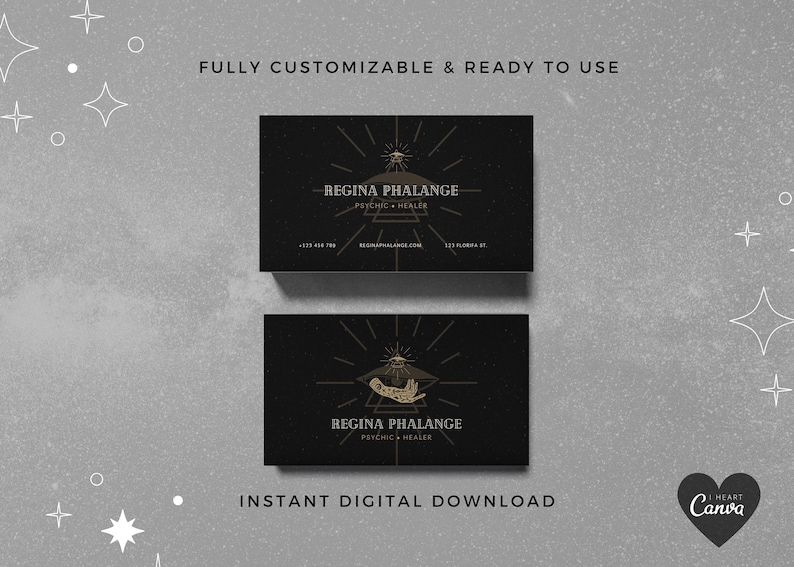 Astrology Business Card Canva Template for Psychic, Numerology, Healer ...