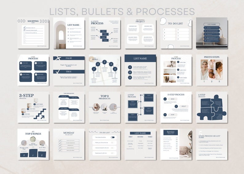 48 Instagram Multipurpose Canva Template Bundle for Lists, Bullets ...