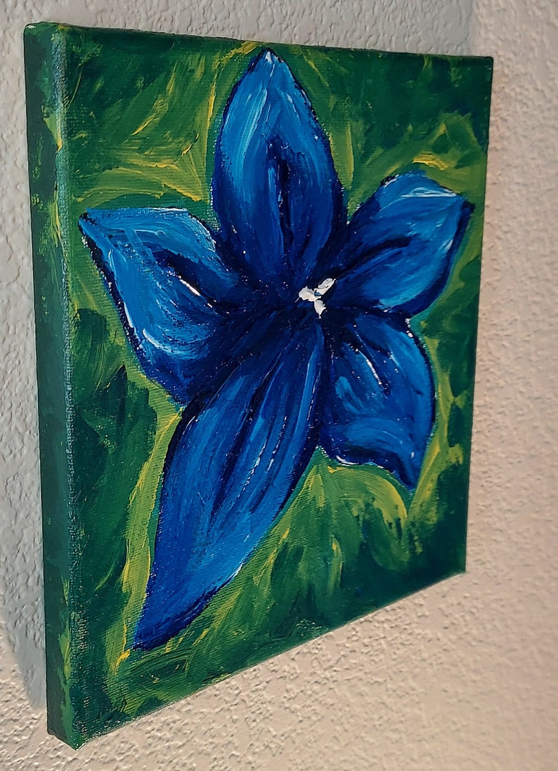 Big Blue Flower Little Canvas 8x8 Acrylic Painting - Etsy