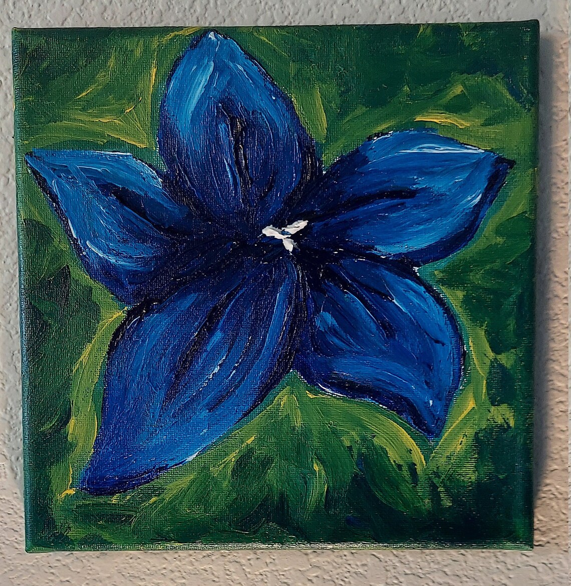 Big Blue Flower Little Canvas 8x8 Acrylic Painting - Etsy