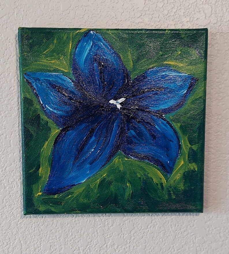 Big Blue Flower Little Canvas 8x8 Acrylic Painting - Etsy
