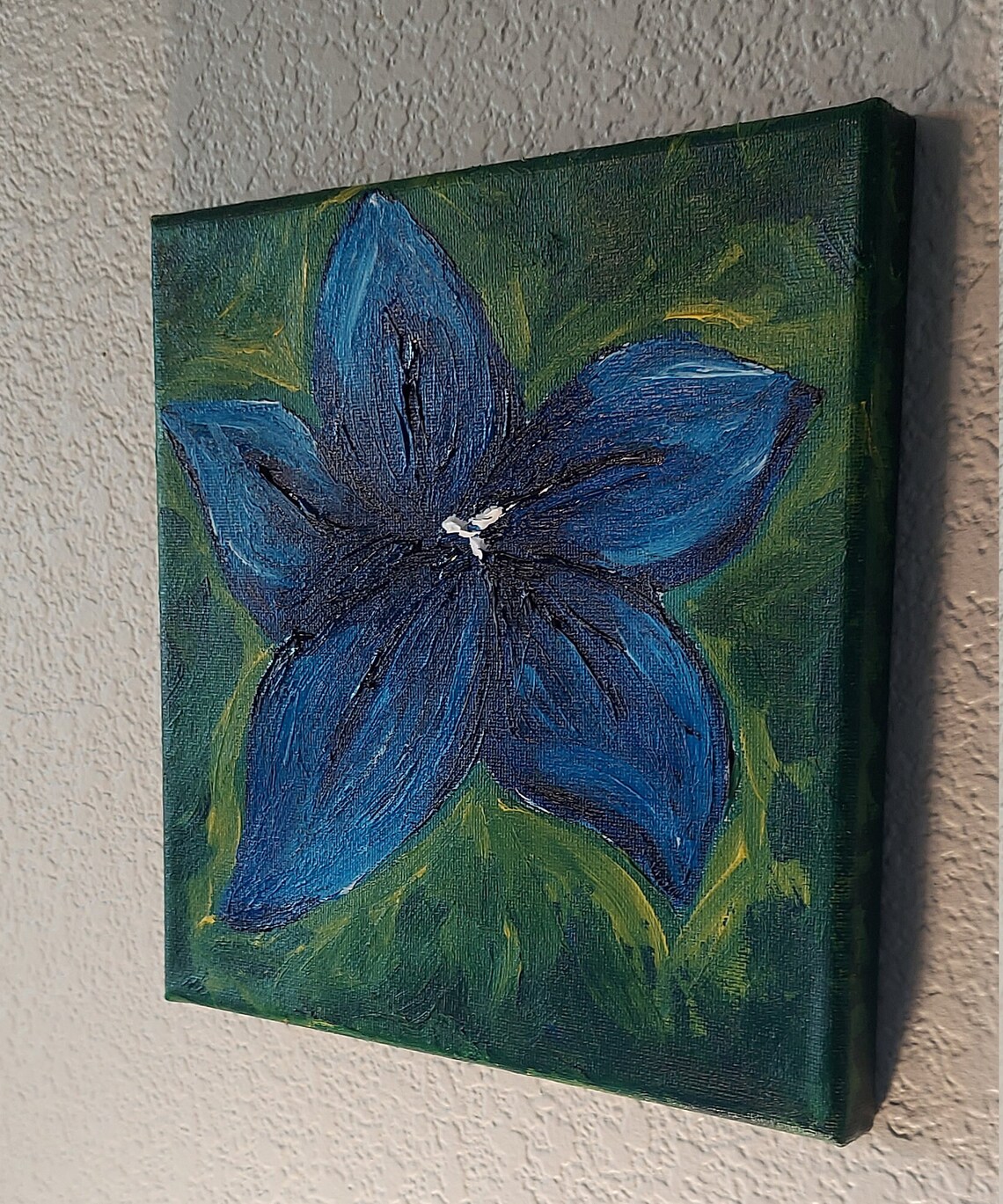 Big Blue Flower Little Canvas 8x8 Acrylic Painting - Etsy