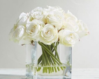 Large Glass Cube Vase - Etsy