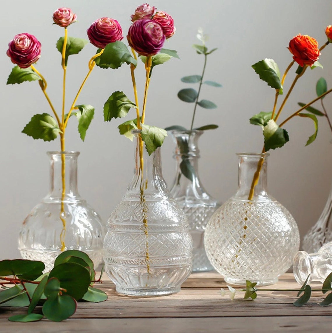 12 Pack Glass Bud Vases Mini Vintage Assorted Wedding Etsy