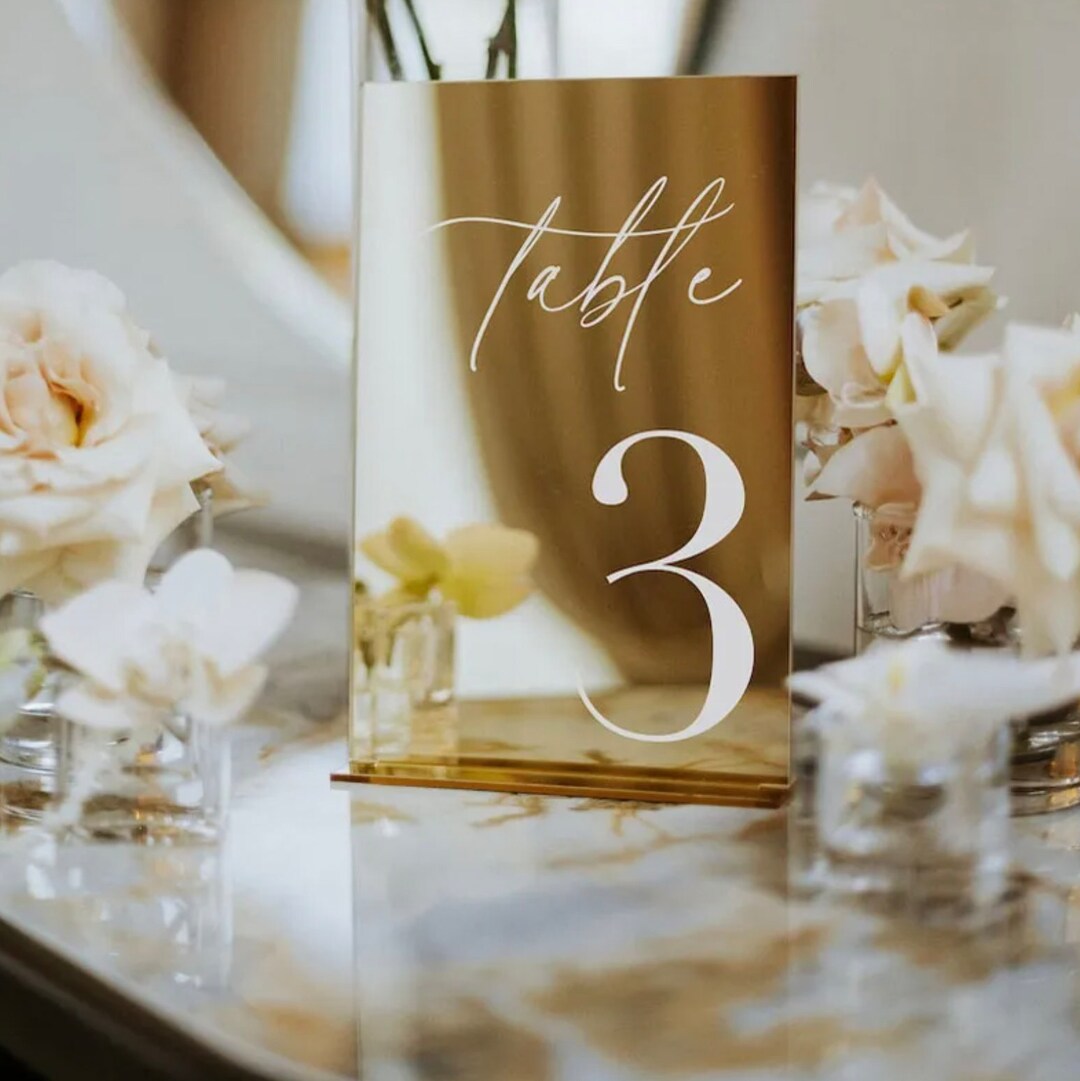 20 Gold Frame Acrylic Freestanding Table Sign Holders, Number Display ...