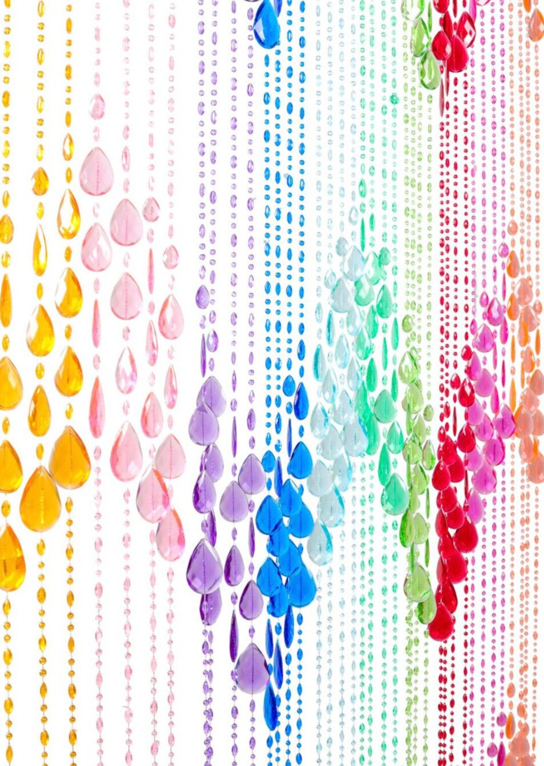6 FT Rainbow Curtain Beaded Teardrop Colorful Sparkly Hanging Crystals ...