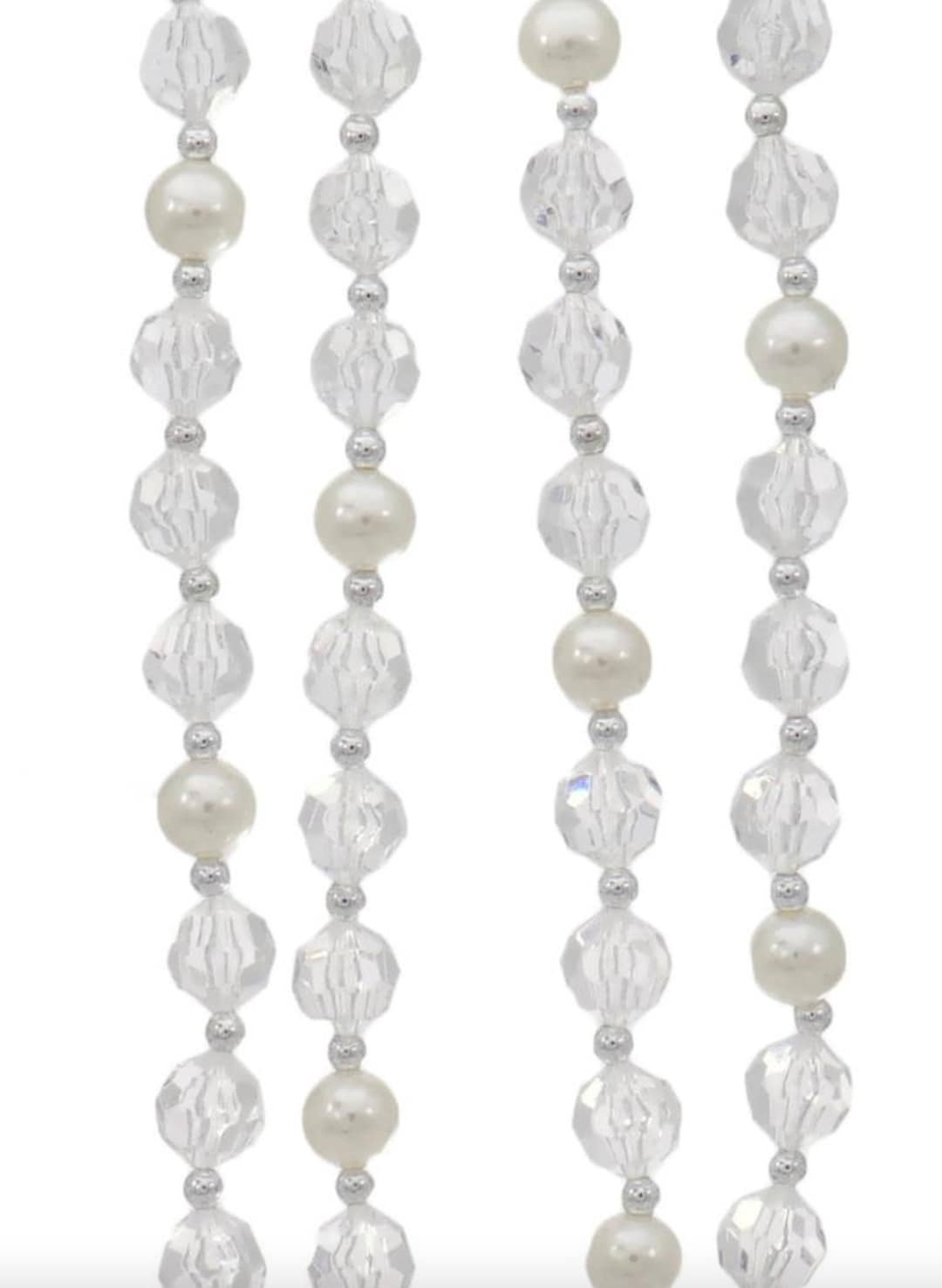6 FT. Pearl and Crystal Beaded Garland Christmas Tree Decorations ...