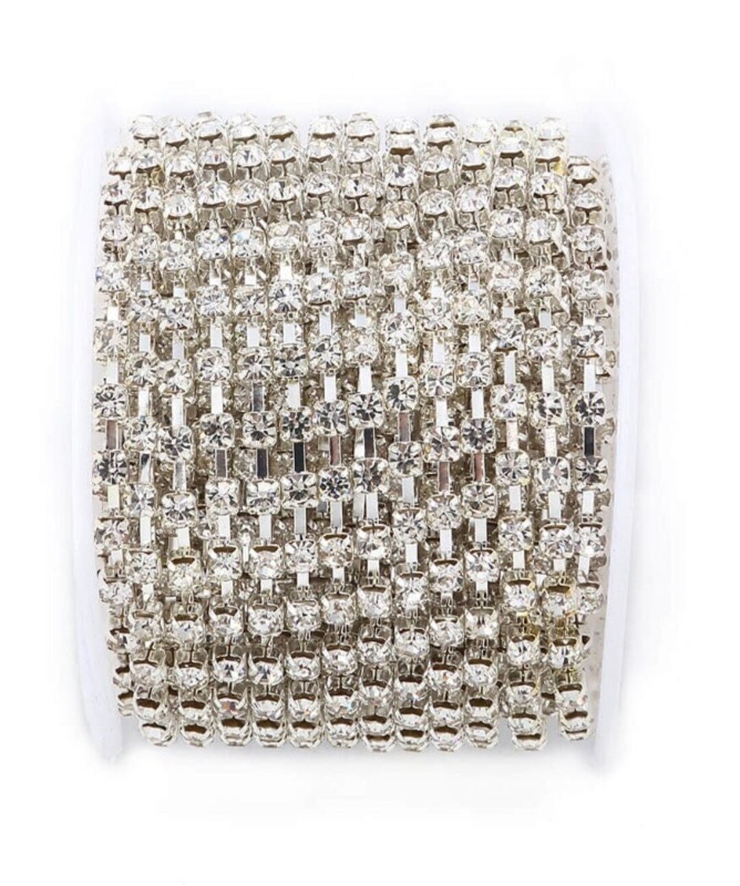 30 FT. Silver Diamond Rhinestone Chain Roll 3mm Gemstone Ribbon DIY ...
