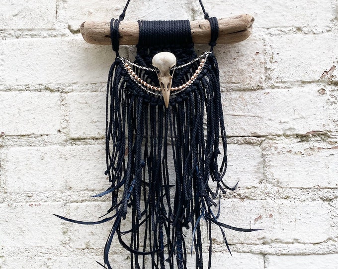 Crow Macrame Wall Hanging, the Morrigu, Crow Goddess Pagan Wall Art ...