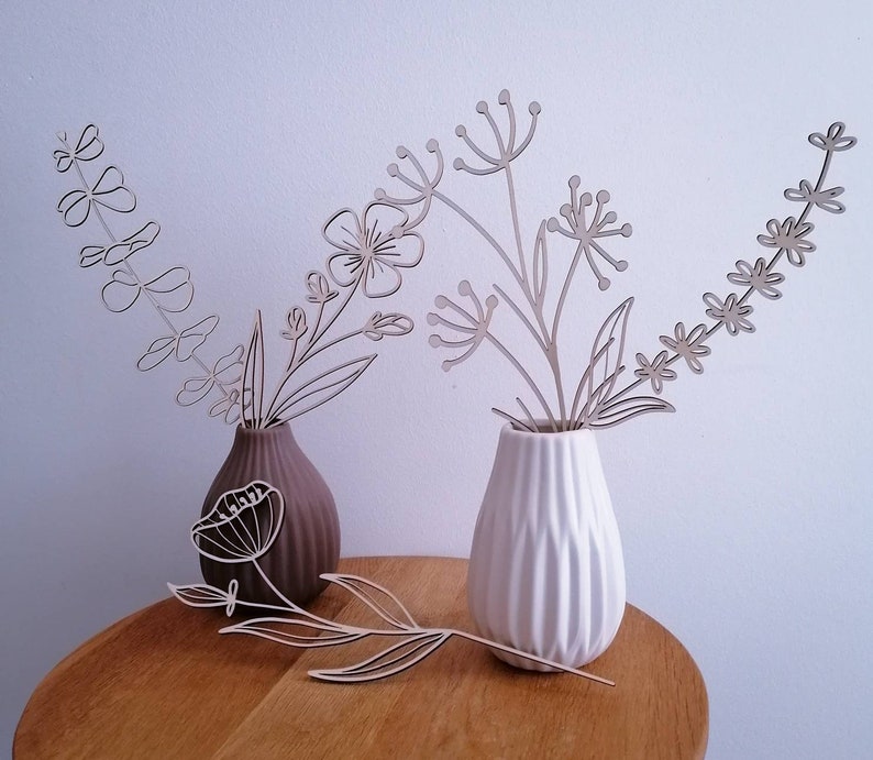 Wildblumen aus Holz / filigrane Blumendeko / Alternative Blumen ...