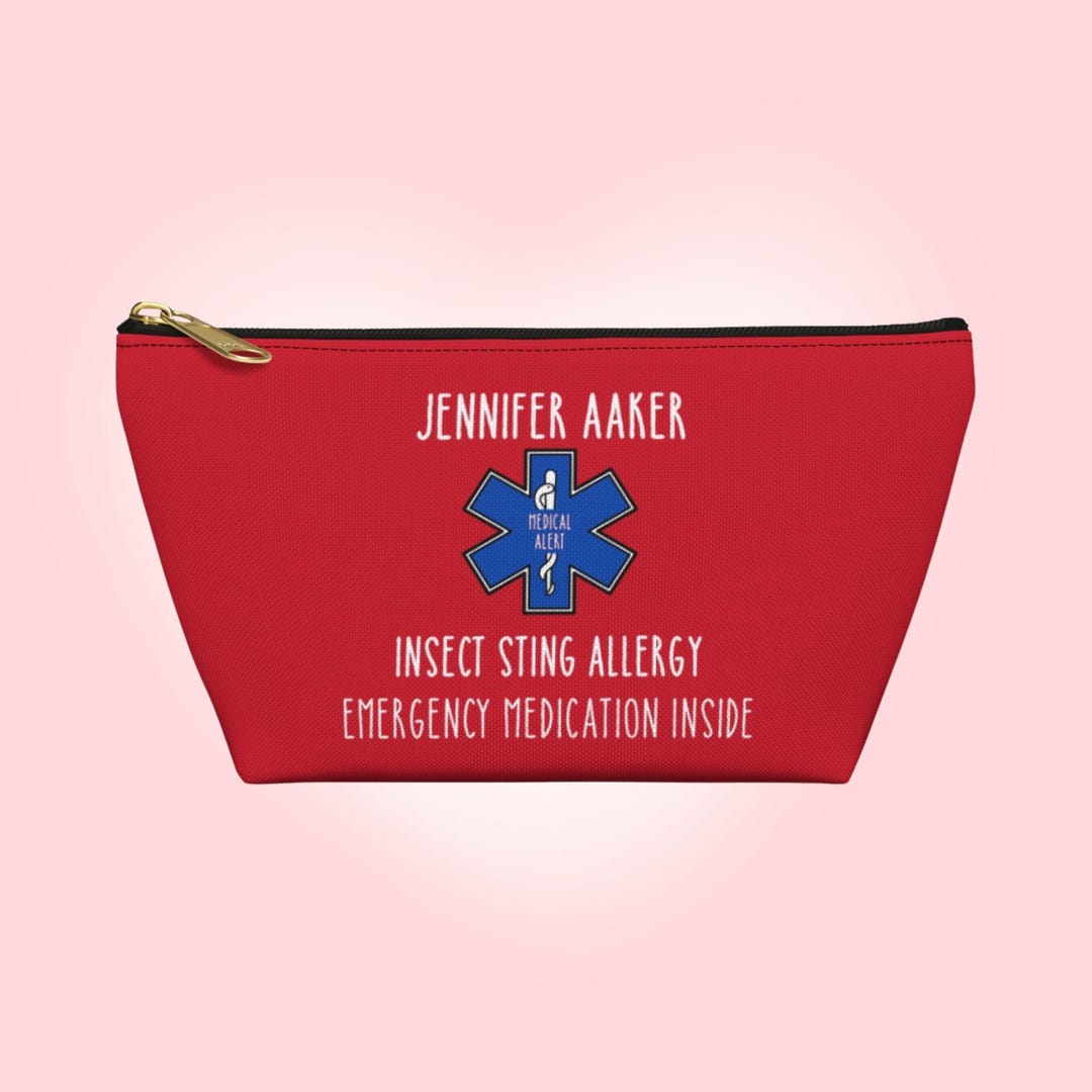 Insect Sting Allergy Medical Pouch, Personalized Medical Alert Bag ...
