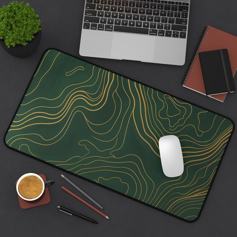 Green Topography Desk Mat, Home Office Decor & Gaming Mousepad Gift ...