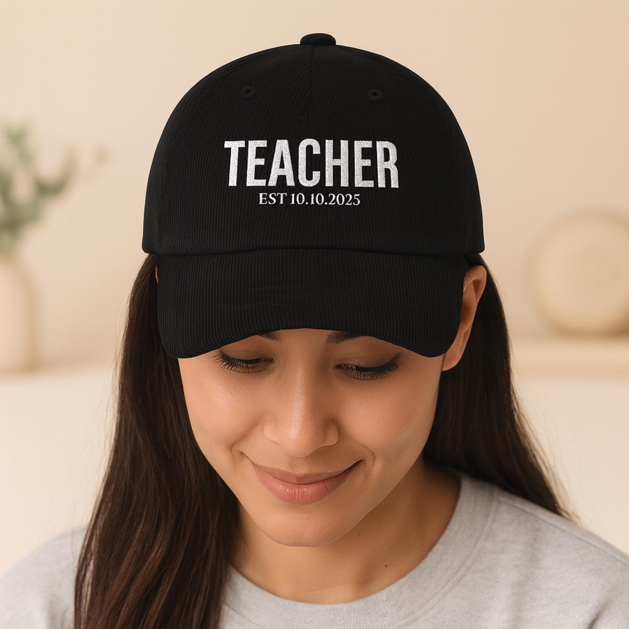 Embroidered Cap, Vintage Corduroy Hat for Teachers, Educator Gift ...