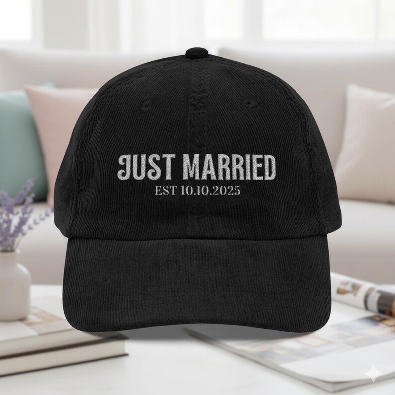Just Married Embroidered Cap, Custom Wedding Hat, Newlywed Gift ...