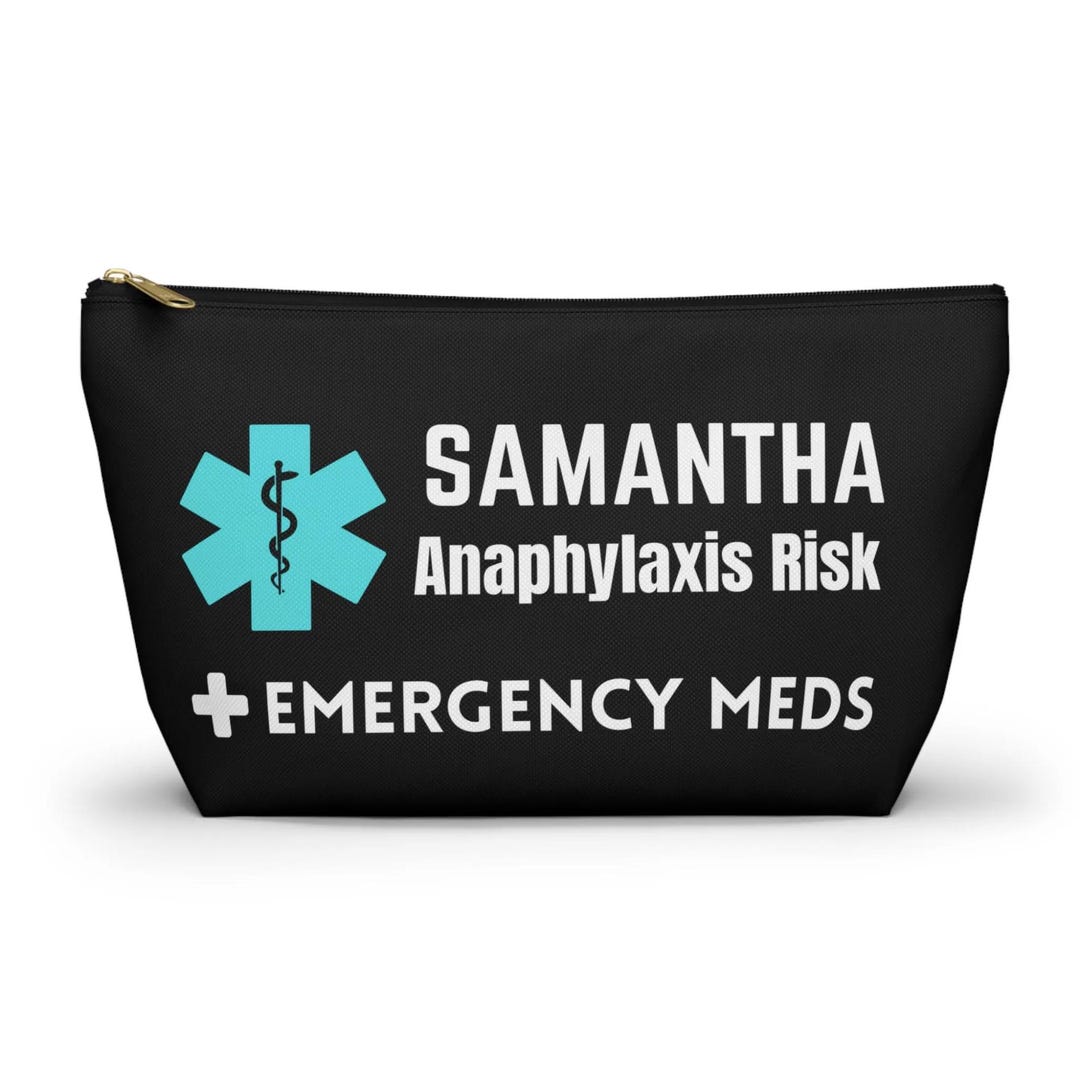 Anaphylaxis Risk Personalized Pouch, Custom Name Medical Alert Bag ...