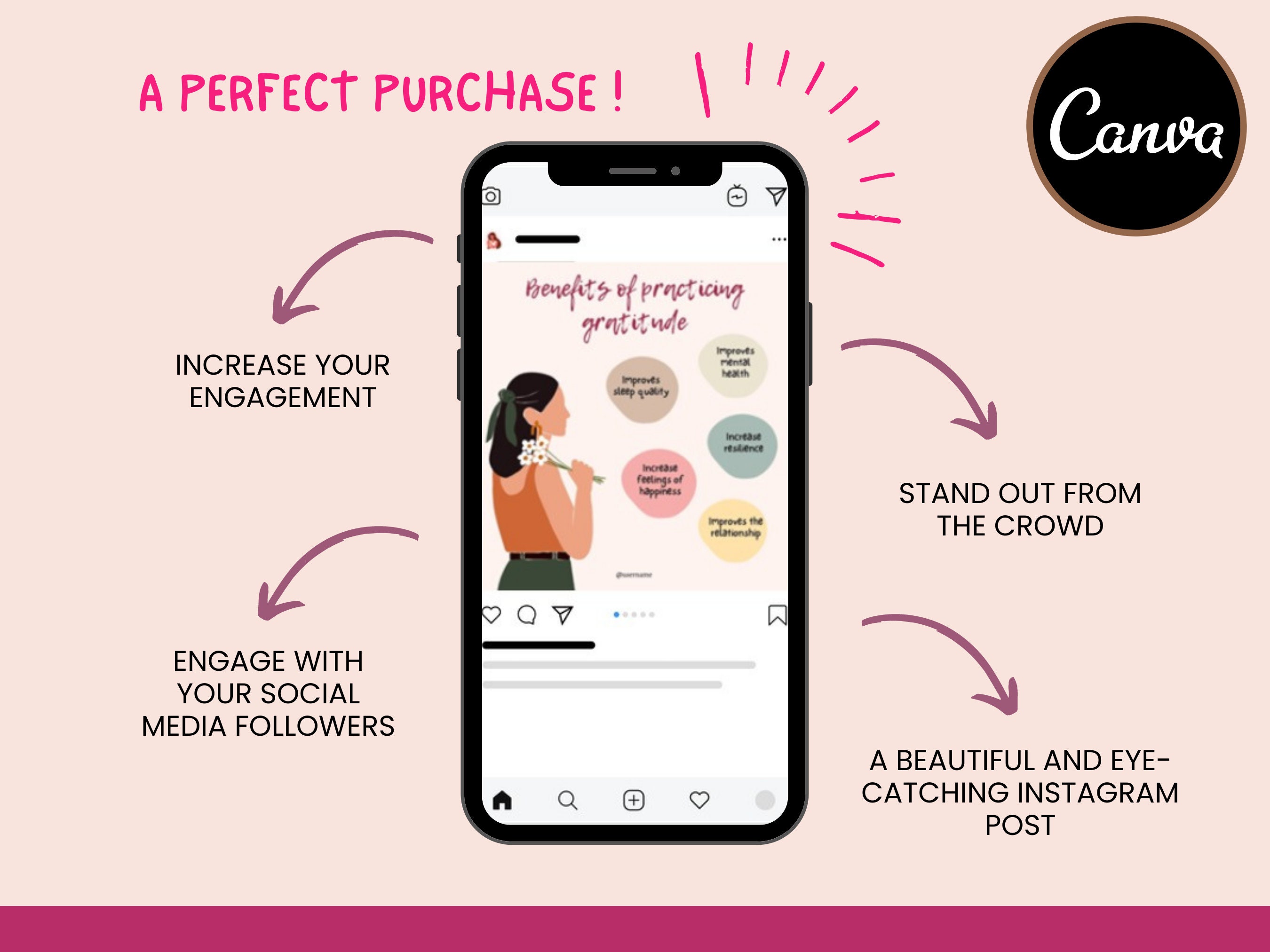 Done for You Gratitude Engagement Instagram Post Template, Wellness ...