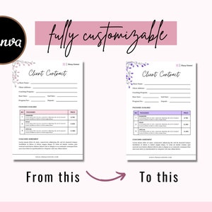 Client Contract Form Template for Coach, Business Contract Form ...