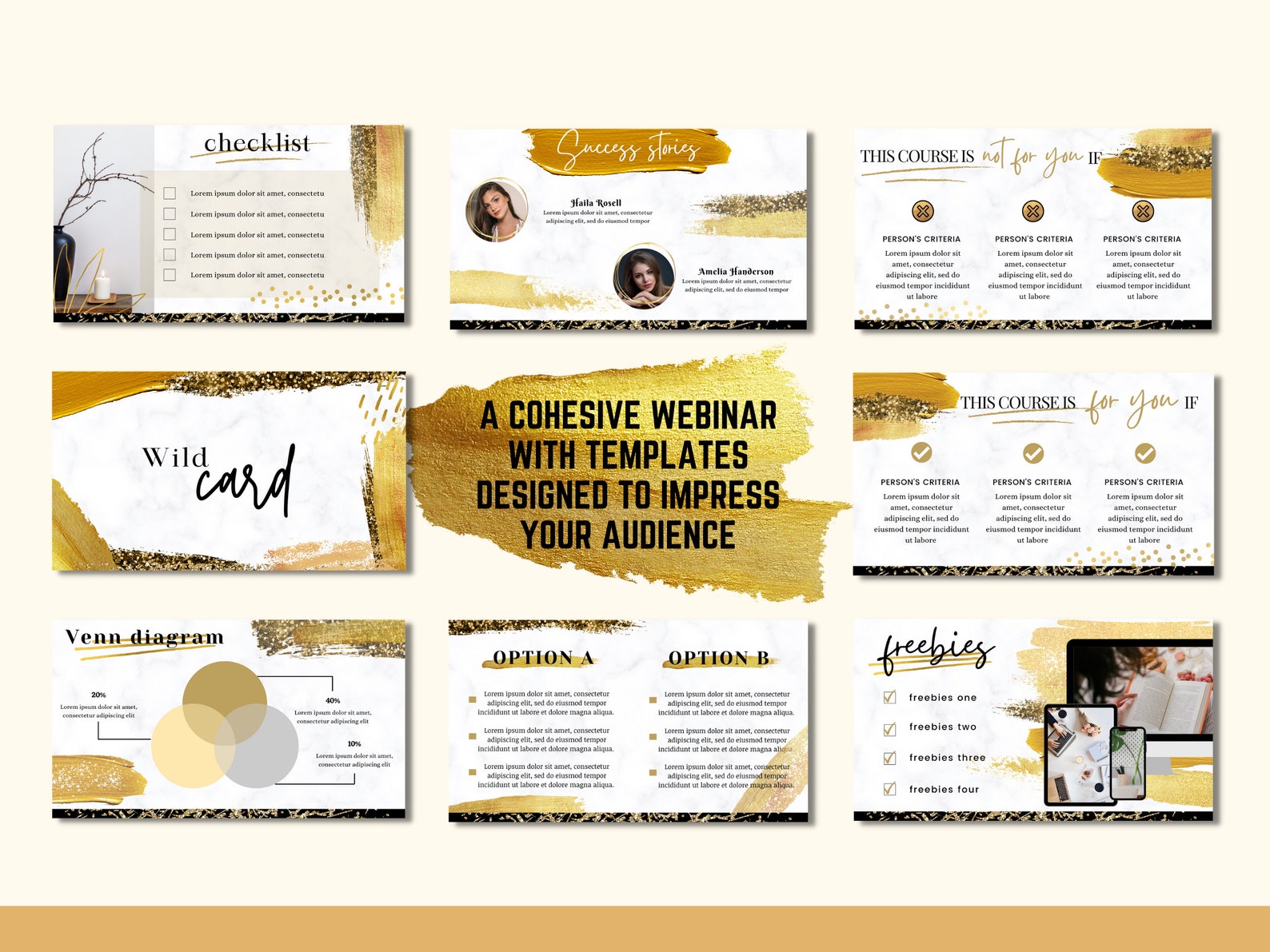 Webinar Slide Deck Template, Course Slide Deck, Online Course Template ...