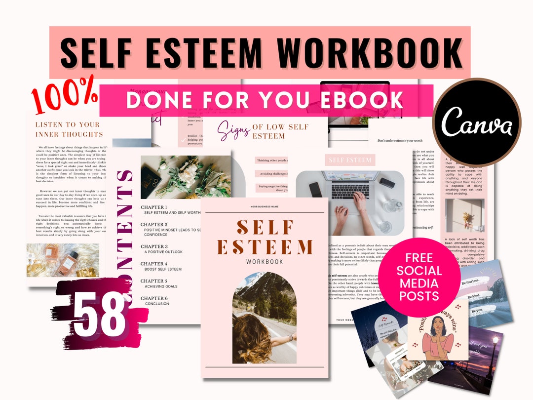 Done for You Self Esteem Brandable Workbook, Self Confidence Worksheet ...