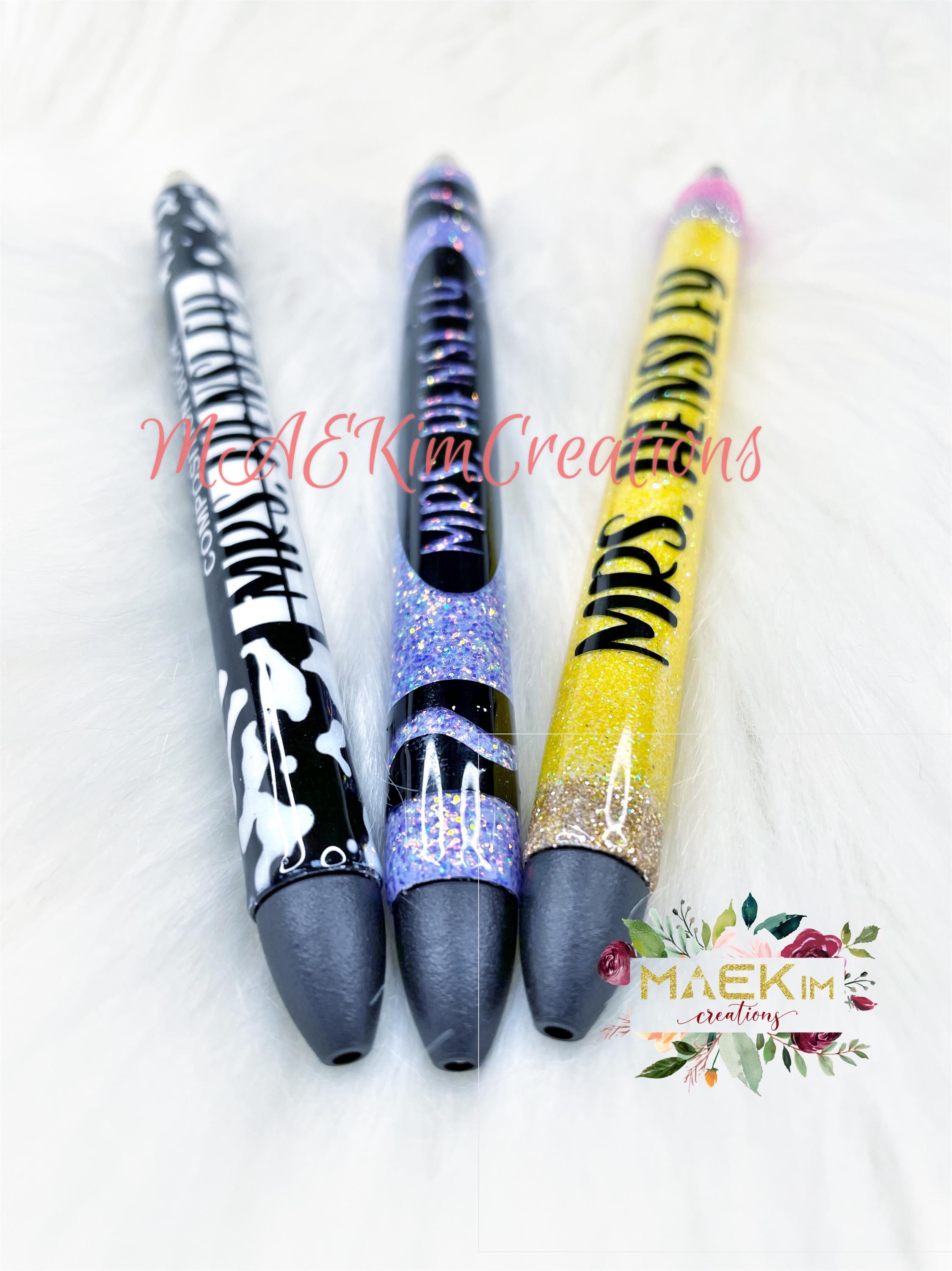 Teacher Epoxy Glitter Pens, Pencil Pen, Crayon Pen, Composition Pen - Etsy