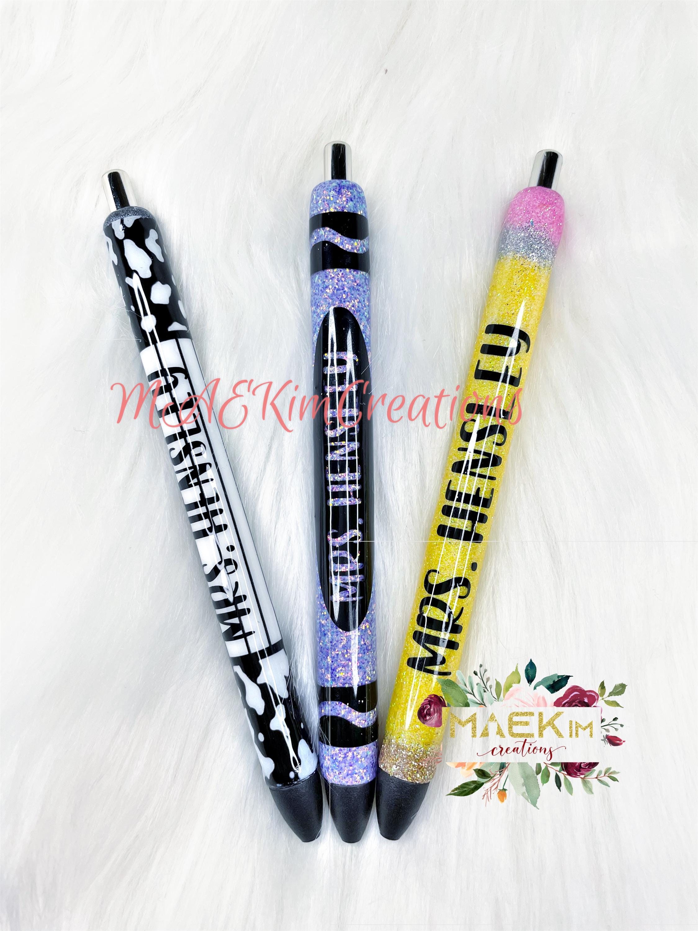 Teacher Epoxy Glitter Pens, Pencil Pen, Crayon Pen, Composition Pen - Etsy