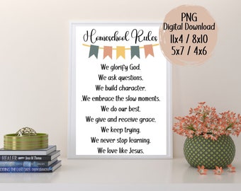Homeschool Rules Christian Homeschool Decor Homeschool Poster ...