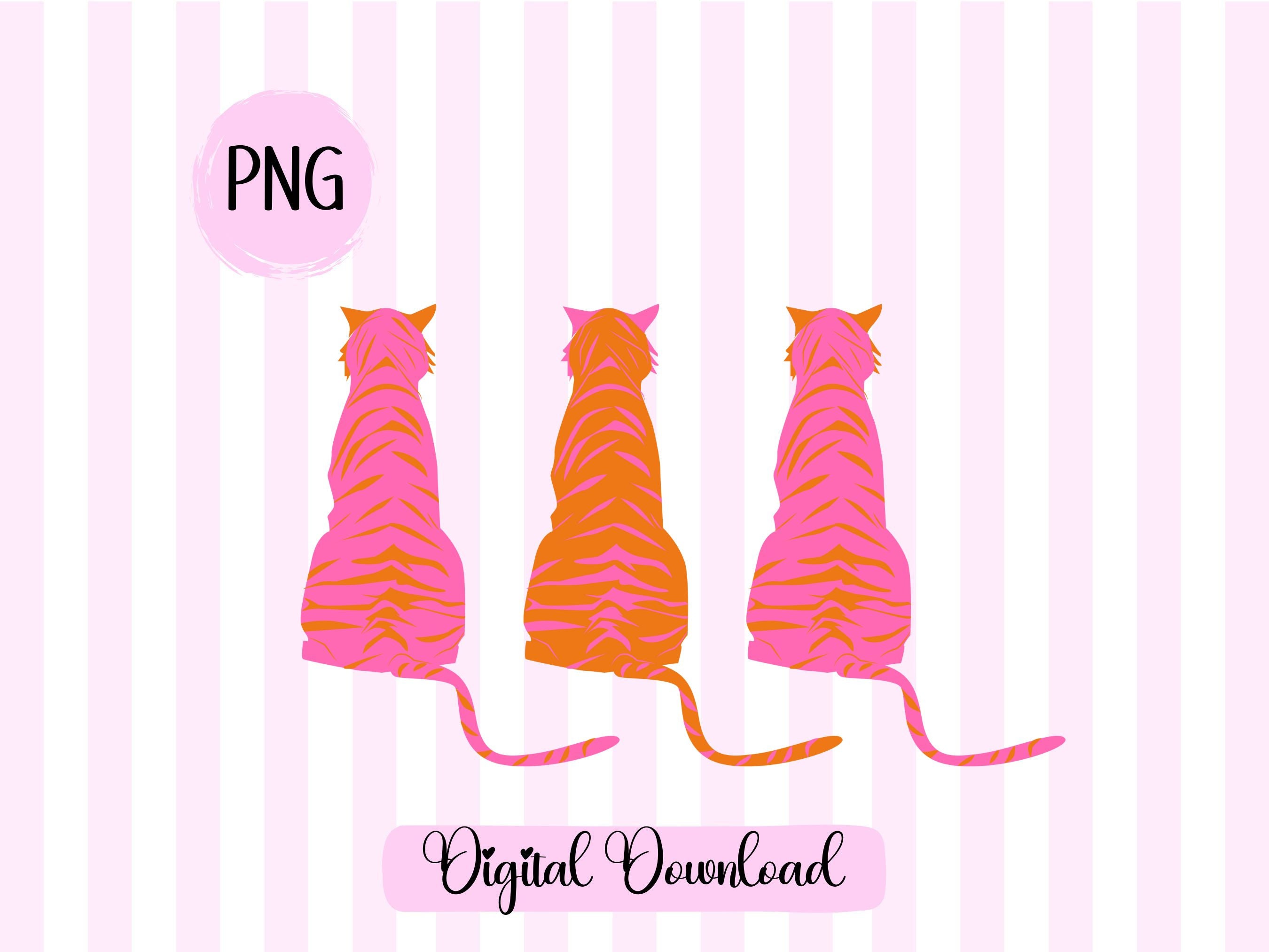 Preppy Tiger SVG File Pink and Orange Tiger Stripes Trendy Png - Etsy